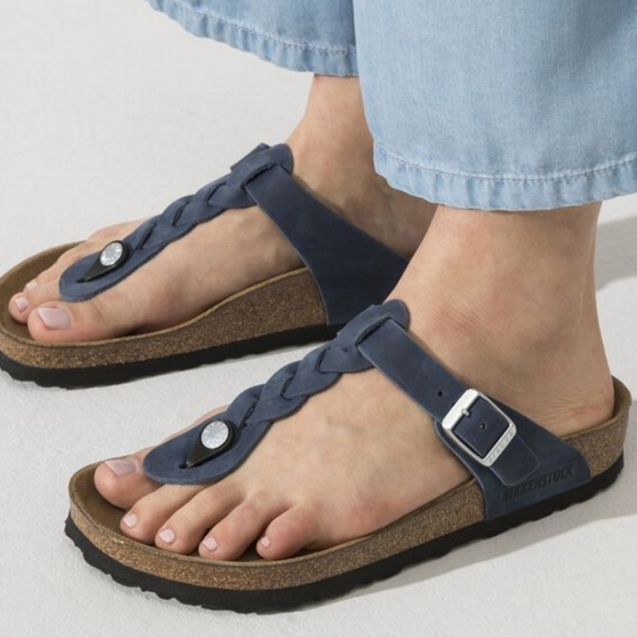 Birkenstock | Shoes | Birkenstock Blue Gizeh Sandals Size 37 | Poshmark